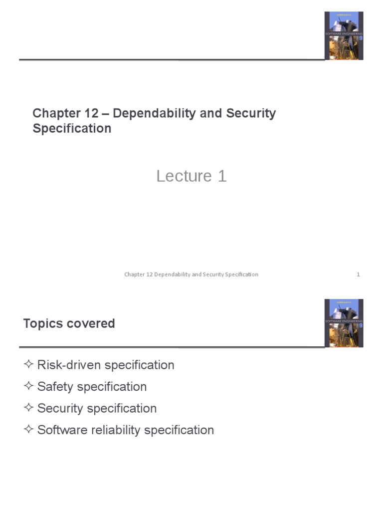 1 Chapter 12 Dependability and Security Specification | PDF ...