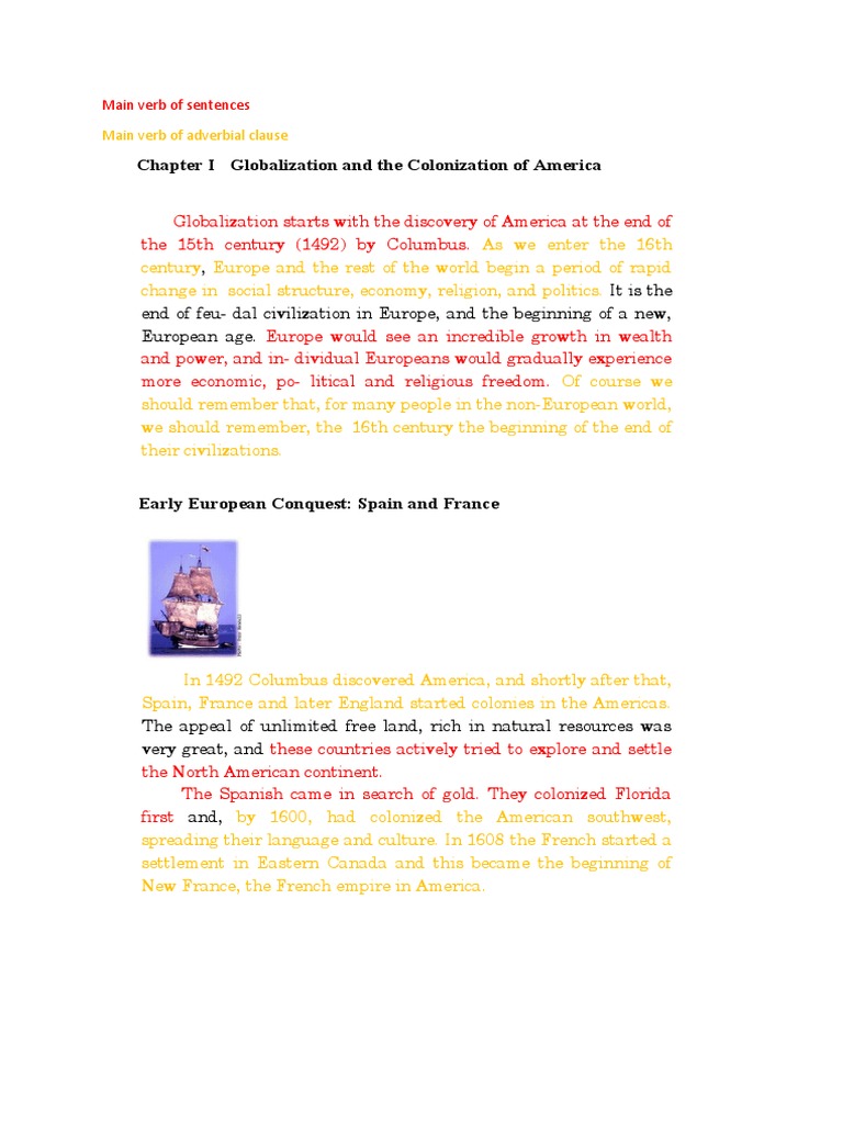 Chapter I Globalization and The Colonization of America | PDF | Travel ...