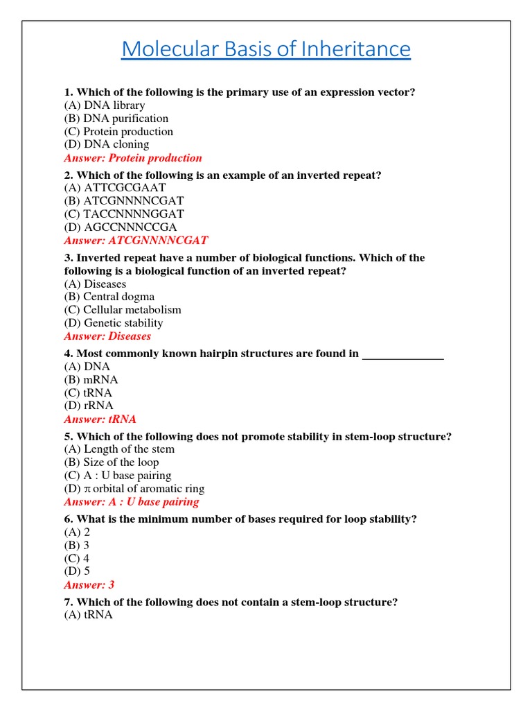 Molecular Inheritance and Genetic Mechanisms | PDF | Dna | Genetics
