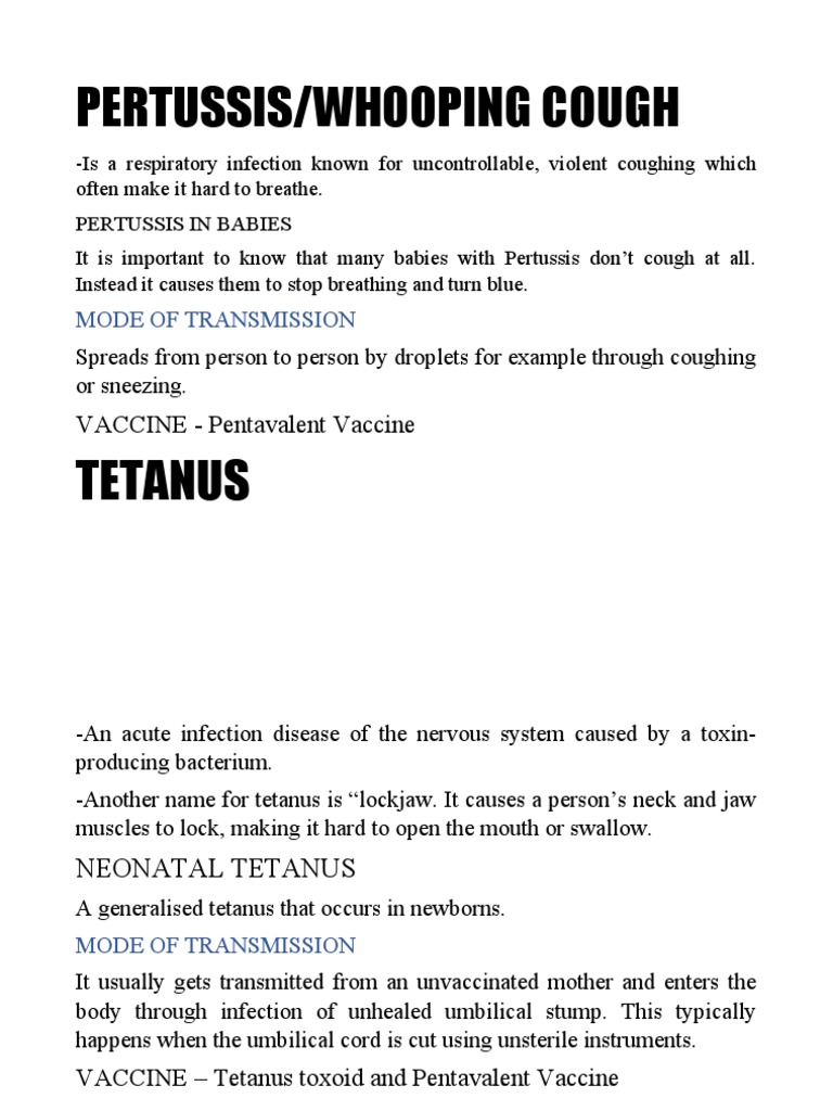 Pertussis/Whooping Cough: VACCINE - Pentavalent Vaccine | PDF ...