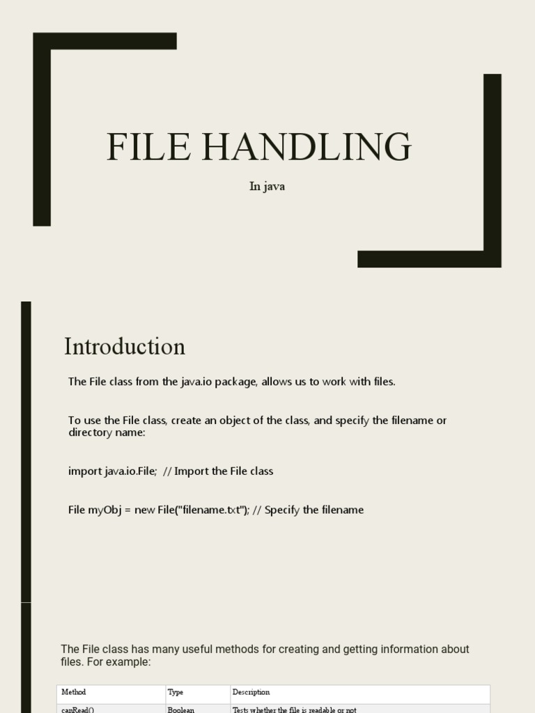 File Handling in Java | Download Free PDF | Computer File | Filename
