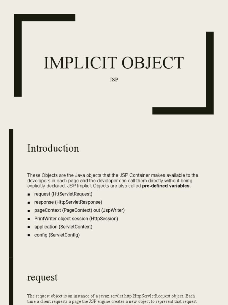Implicit Object in JSP | PDF | Object (Computer Science) | Software ...