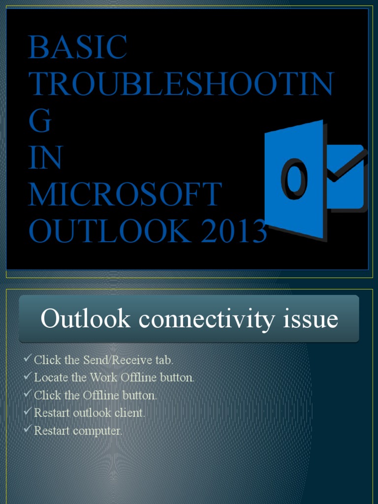 Basic Troubleshootin G IN Microsoft OUTLOOK 2013 | PDF