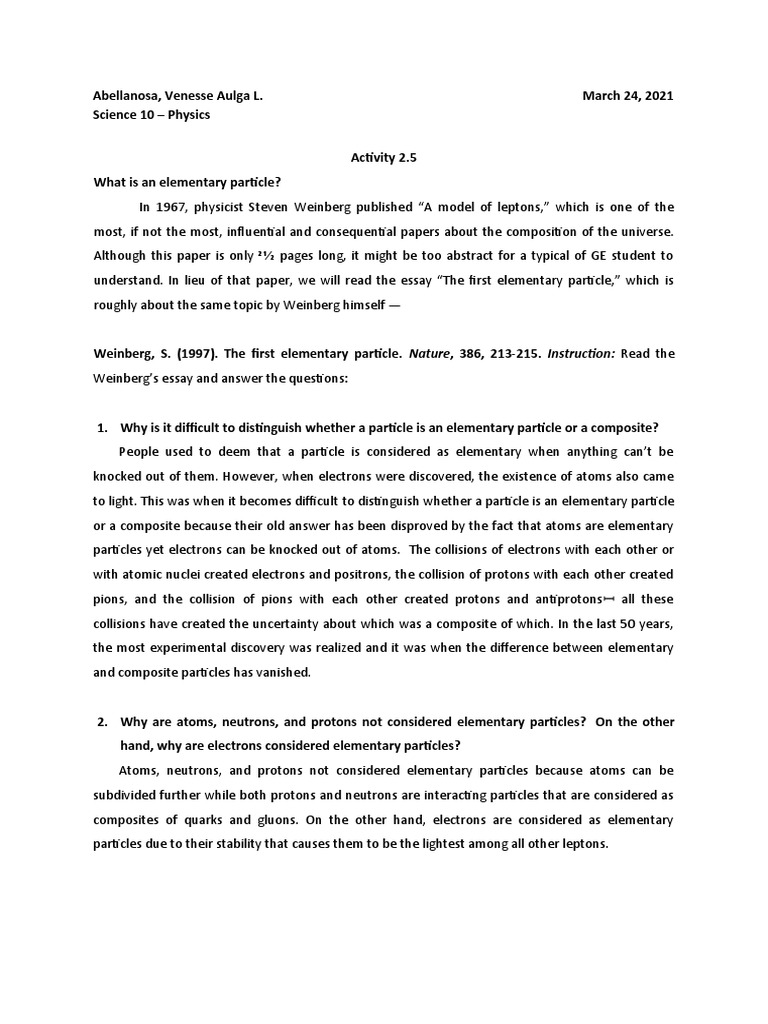 Abellanosa-Activity2 5 | PDF | Elementary Particle | Matter