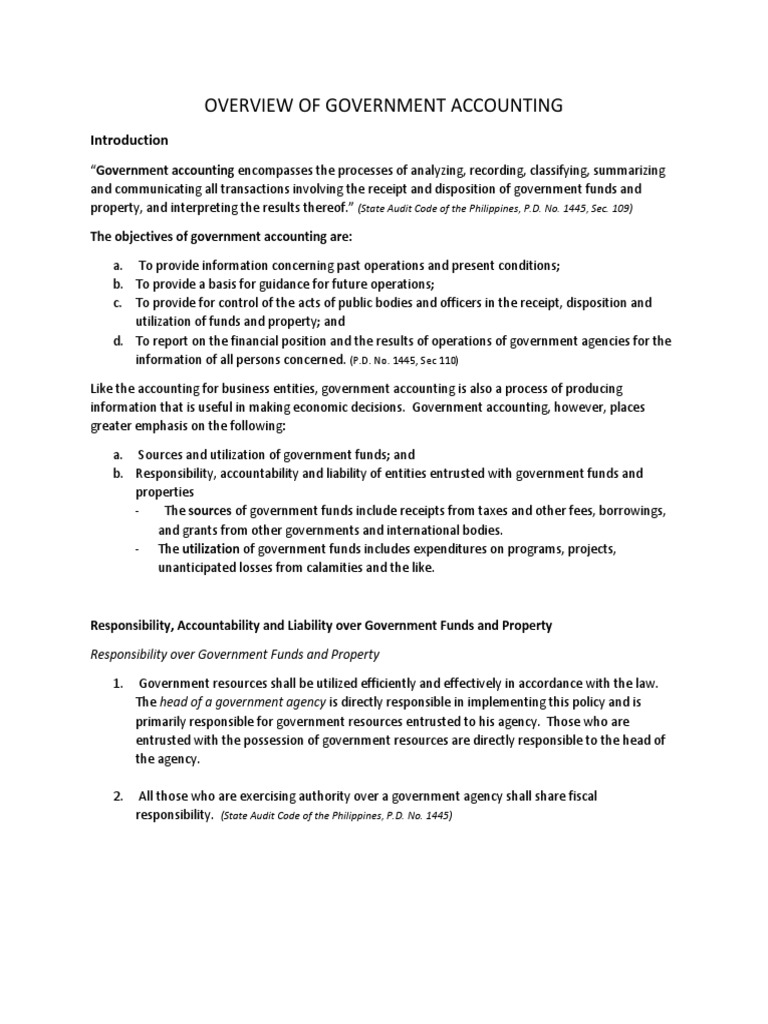Overview of Government Accounting | PDF | Financial Statement | Equity ...