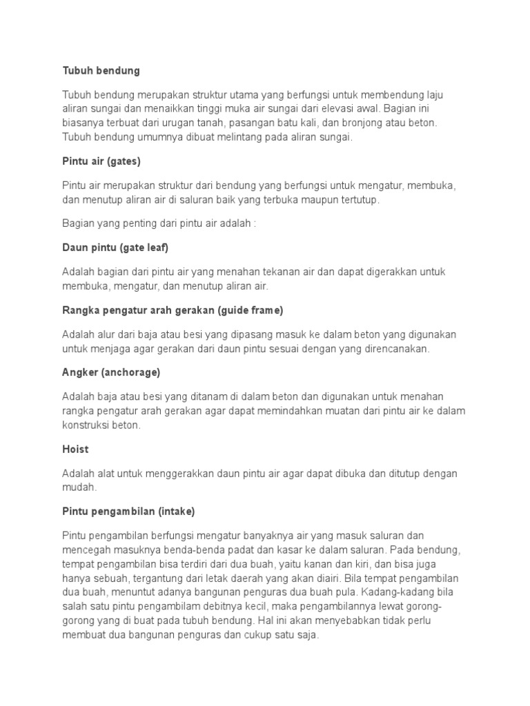 Struktur dan Fungsi Tubuh Bendung | PDF