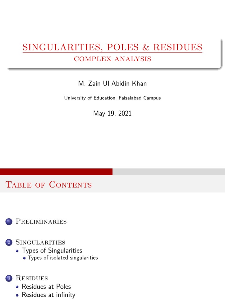Singularity, Poles and Residues | PDF | Analysis | Calculus