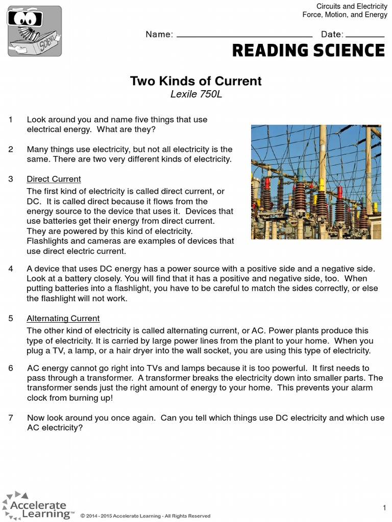 5.6B Circuits and Electricity Reading Science B | PDF | Direct Current ...