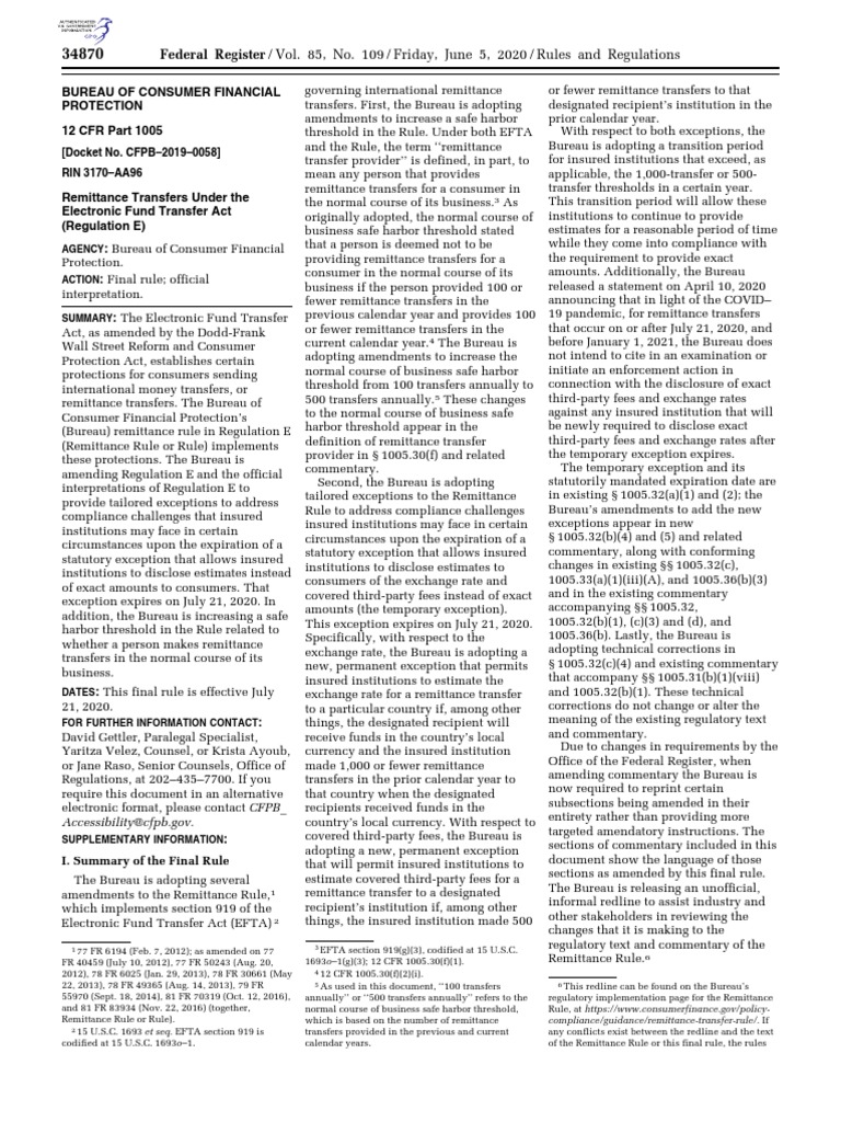 Federal Register / Vol. 85, No. 109 / Friday, June 5, 2020 / Rules and ...
