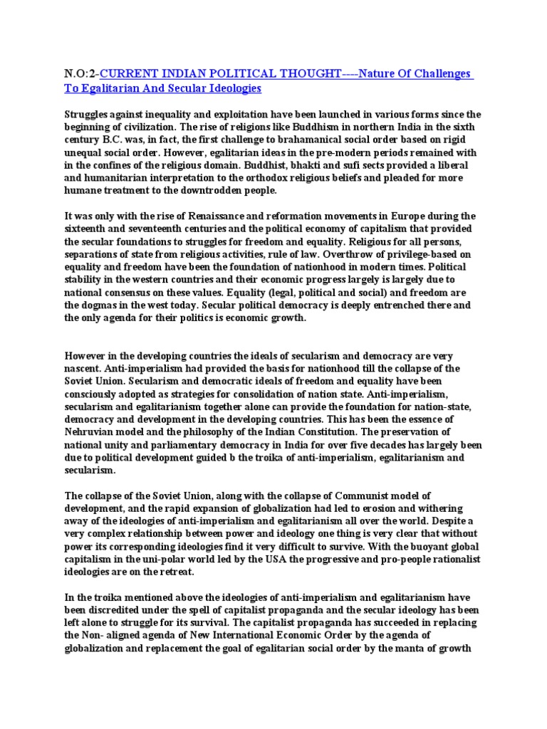 Challenges in Current Indian Political Thought | PDF | Bharatiya Janata ...
