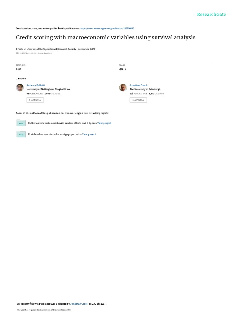 Credit Scoring with Survival Analysis | PDF | Dependent And Independent ...