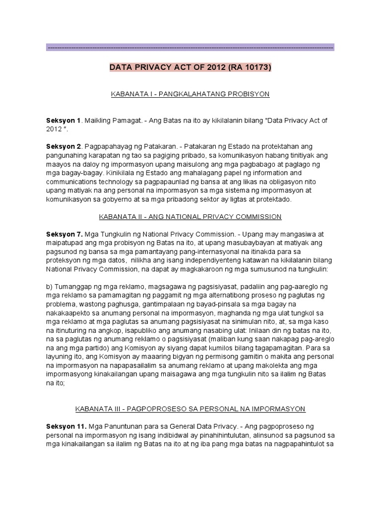 4 Data Privacy Act | PDF