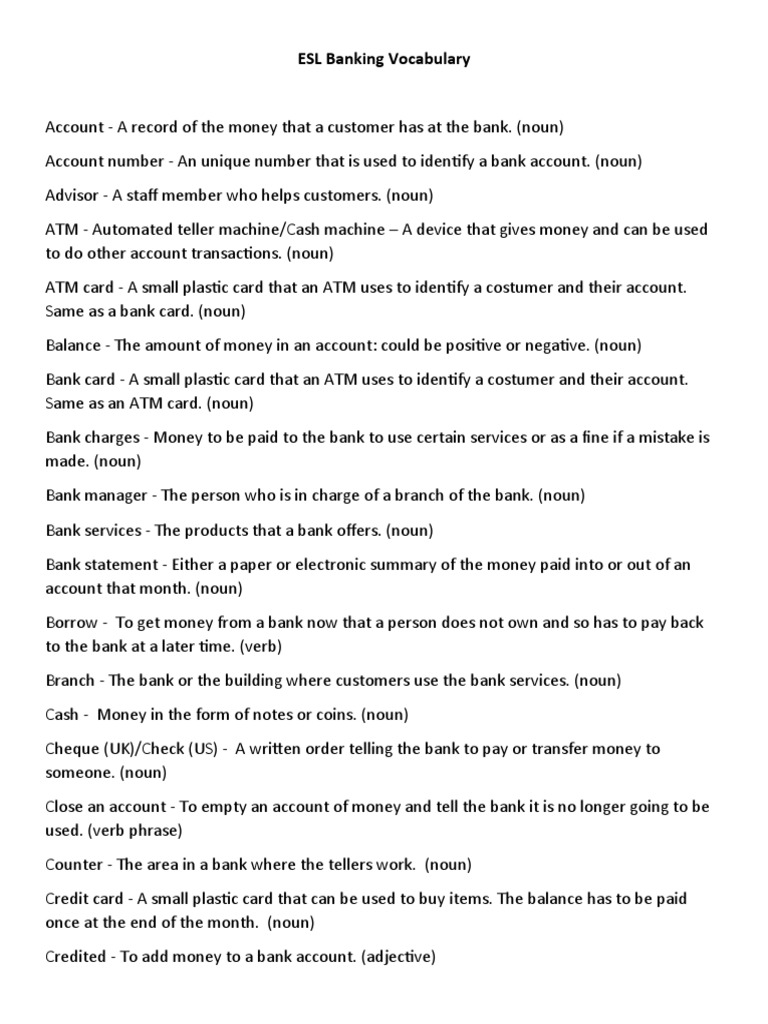 ESL Banking Topic | PDF | Banks | Automated Teller Machine