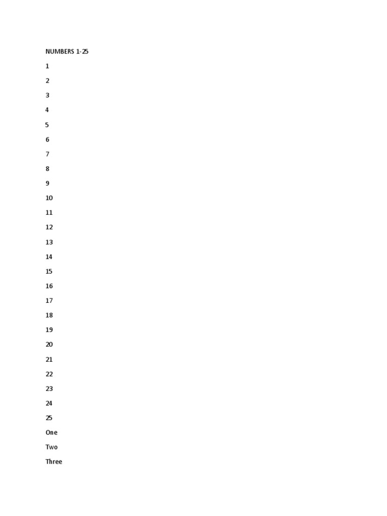 Number 1-25 | PDF