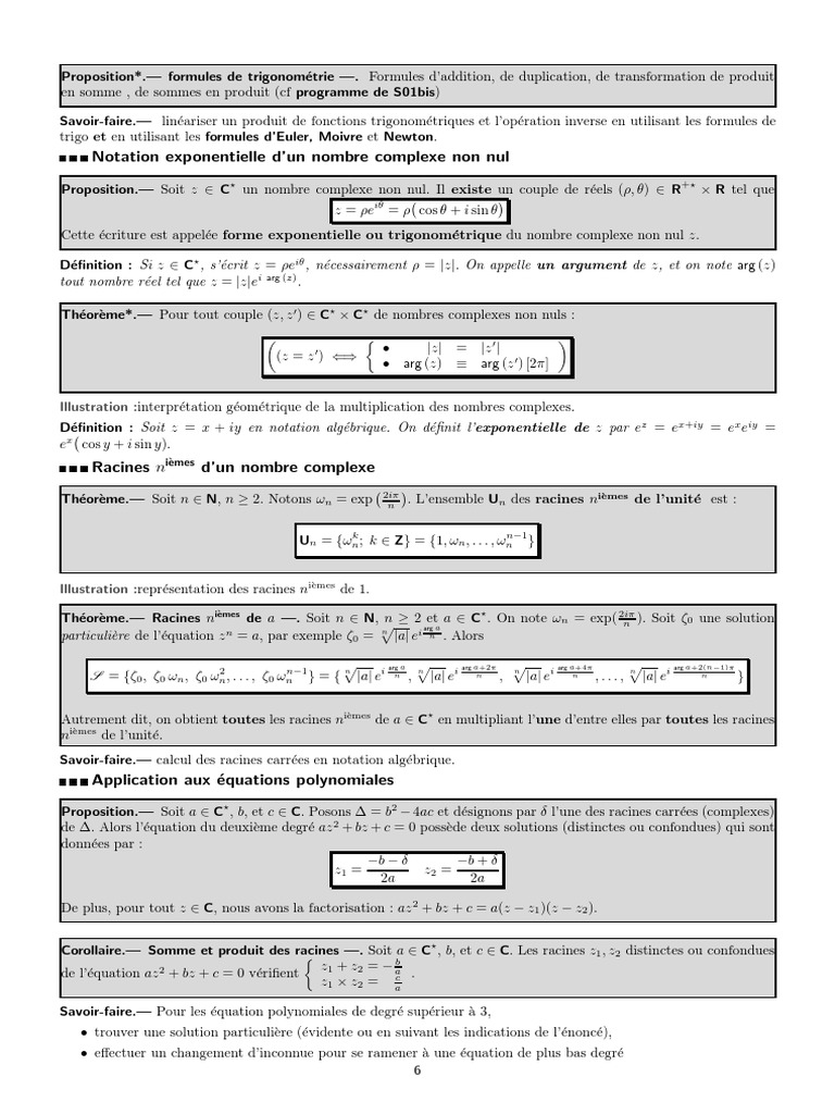 Formules trigonométriques et racines complexes | PDF | Fonction ...