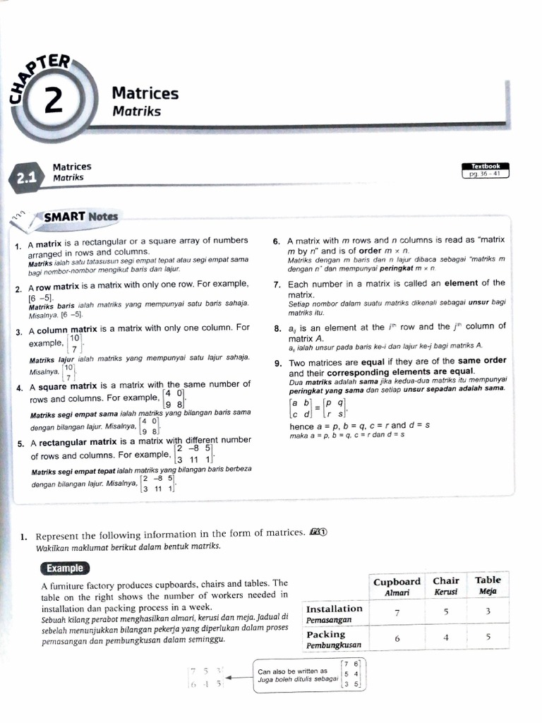Matrices Form 5 | PDF