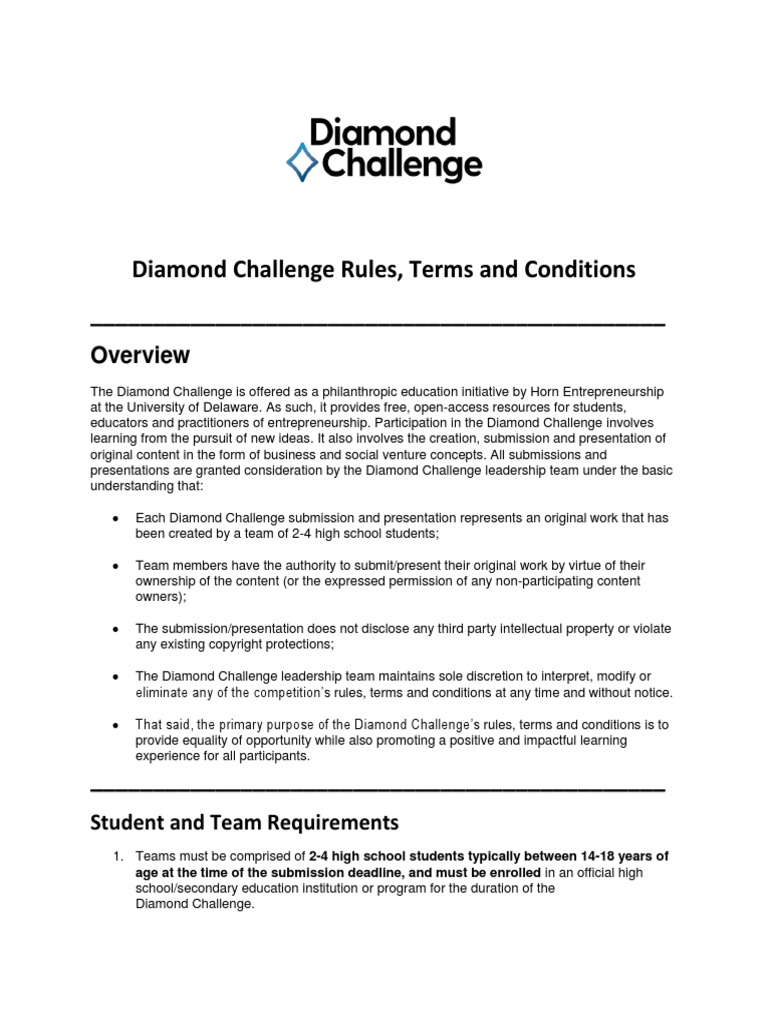 2021 Diamond Challenge Rules - Final | PDF | Sustainability | Creativity