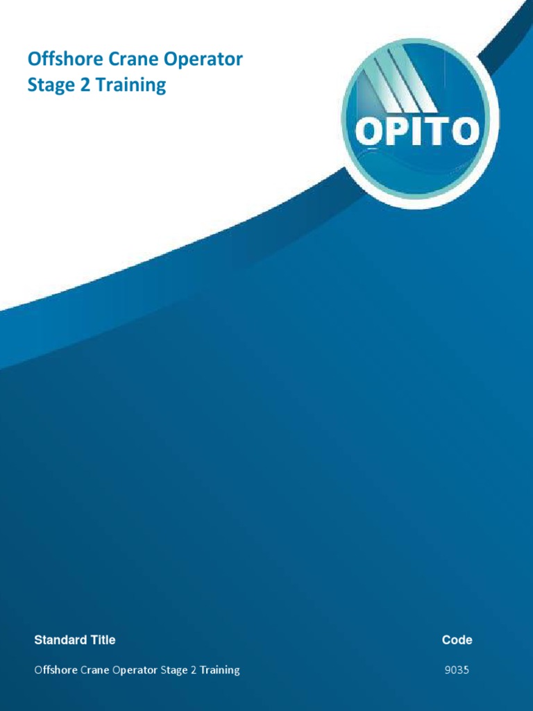 Offshore Crane Operator Stage 2 Training: Standard Title Code | PDF ...