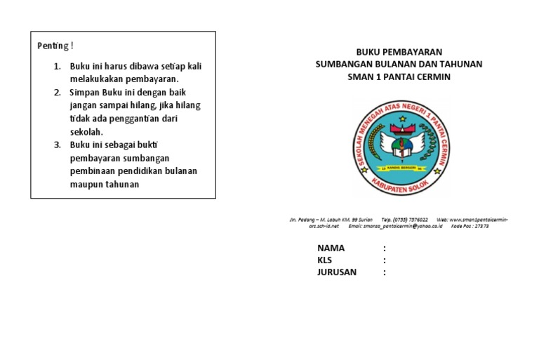 Buku Pembayaran SMAN 1 Pantai Cermin | PDF