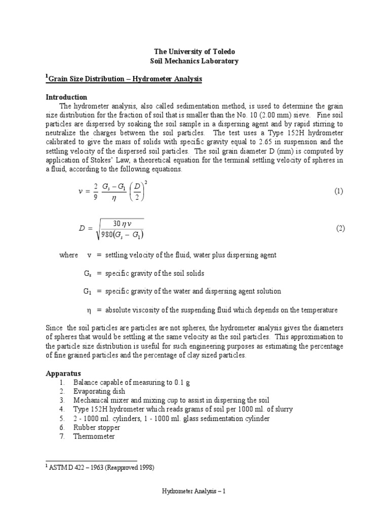 SMHydrom Anal | PDF | Particle Size Distribution | Continuum Mechanics