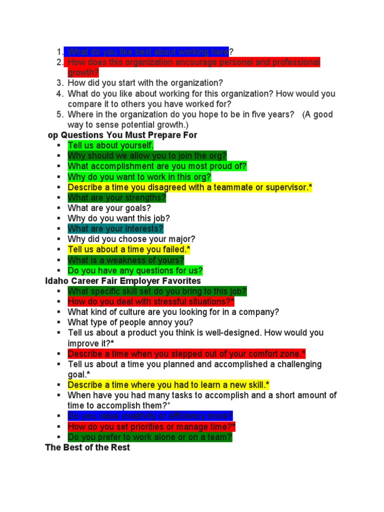 Op Questions You Must Prepare For | PDF | Interview | Psychology