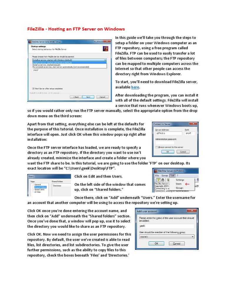 FileZilla - Hosting An FTP Server On Windows | PDF | File Transfer Protocol | Microsoft Windows