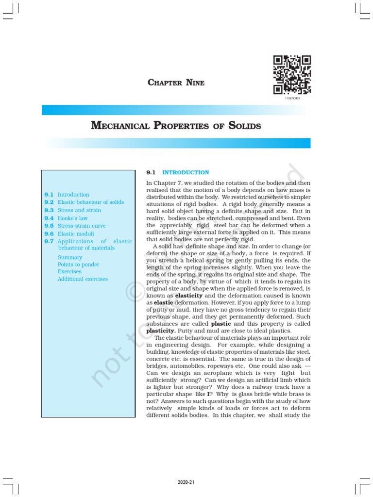 Ncert Physics Part - 2 11th | PDF | Deformation (Engineering) | Elasticity (Physics)