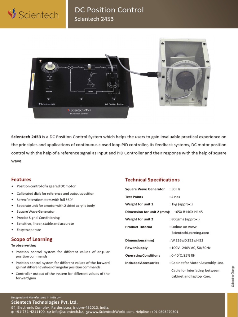 Scientech 2453: Features Technical Specifications | PDF | Feedback | Control Theory
