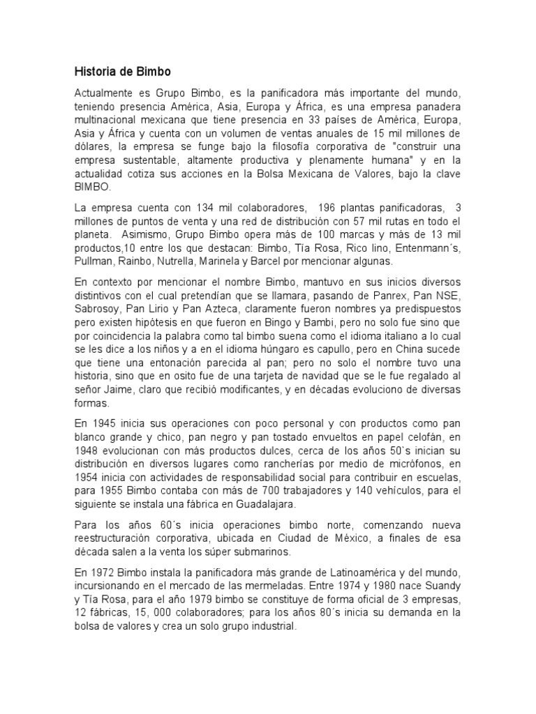 Historia de Bimbo | PDF