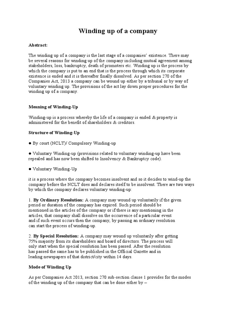 Winding Up of Companies: Key Procedures | PDF | Liquidation | Justice
