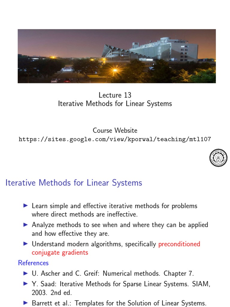 Iterative Methods For Linear Systems: Course Website | PDF | Matrix ...