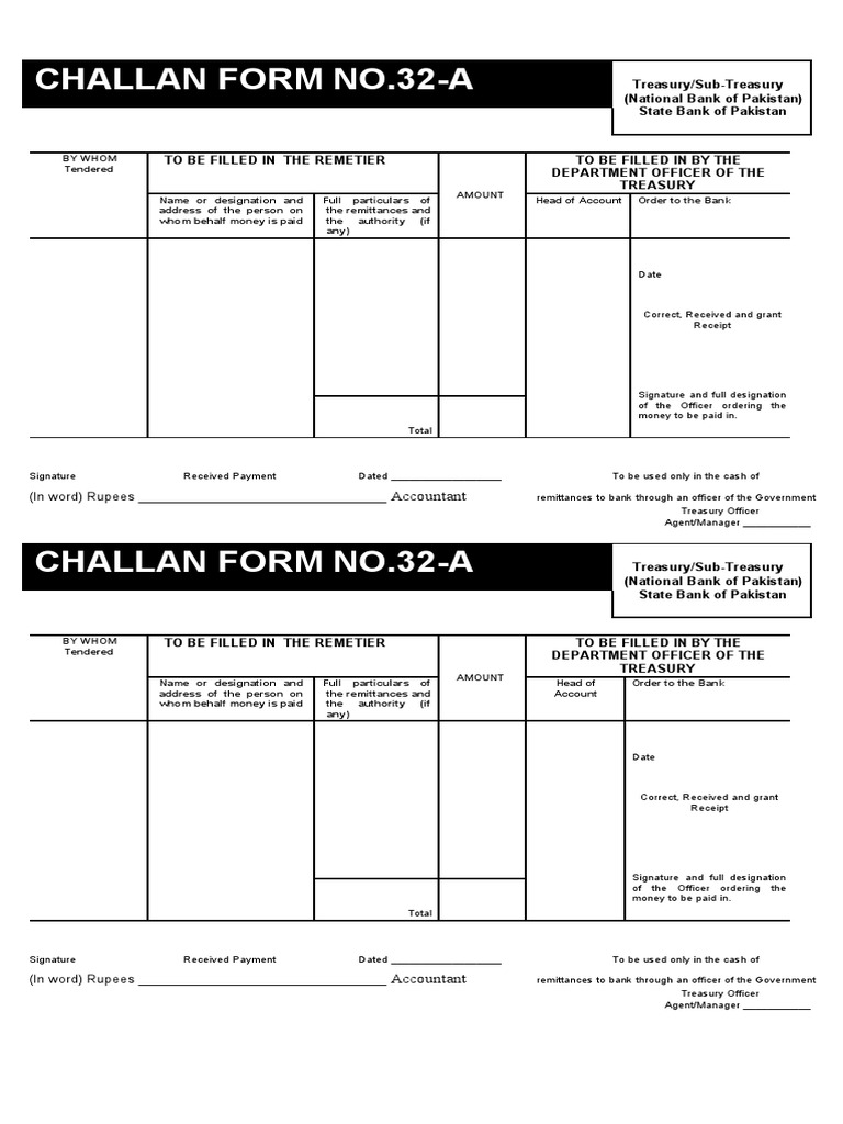 Challan Form No.32-A: - Accountant | Download Free PDF | Money | Payments
