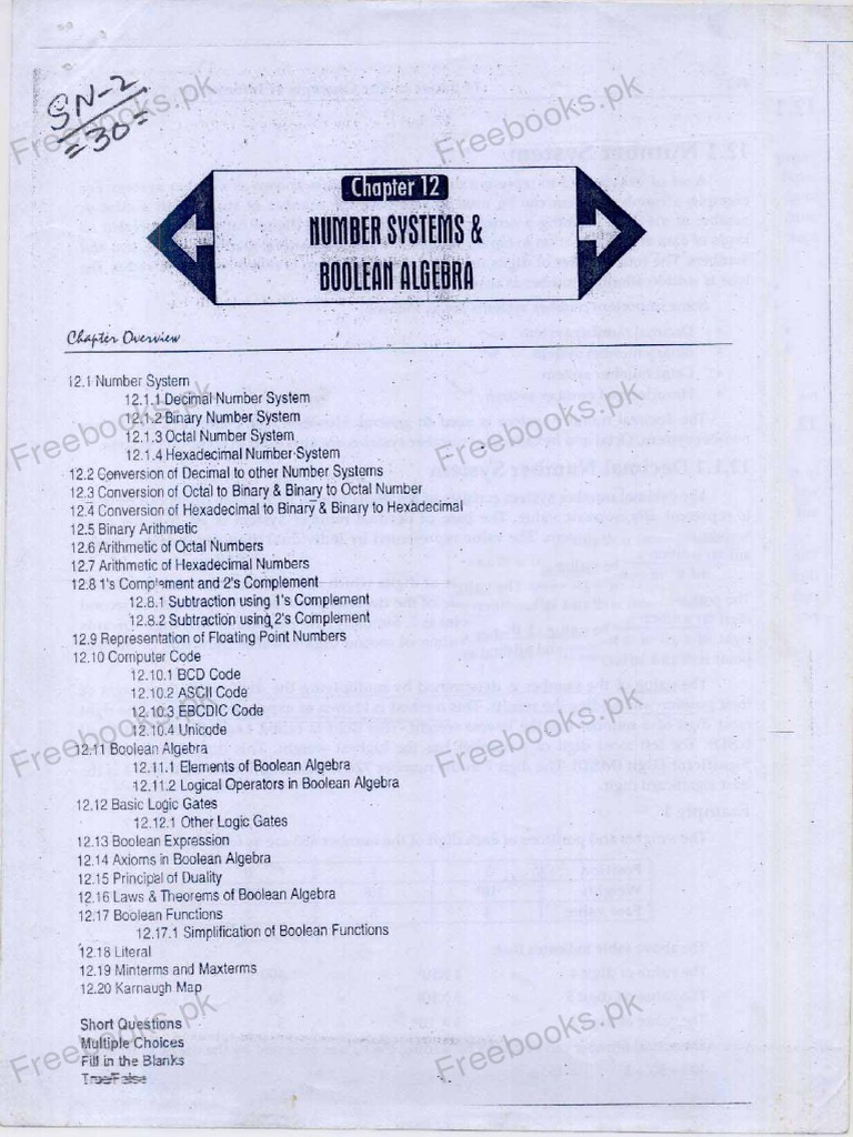 Notes For Number System & Boolean Algebra SN-2 (Freebooks - PK) | PDF ...