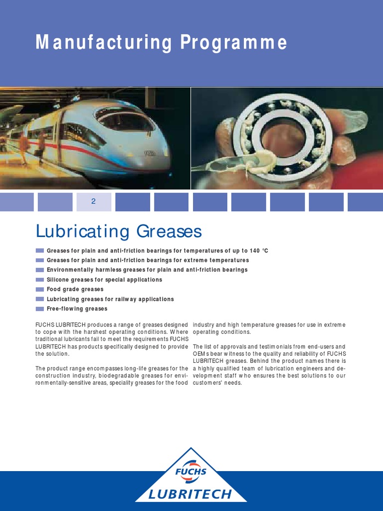 Fuchs Lubritech-Lubricating Greases | Download Free PDF | Chemical Substances | Surface Science