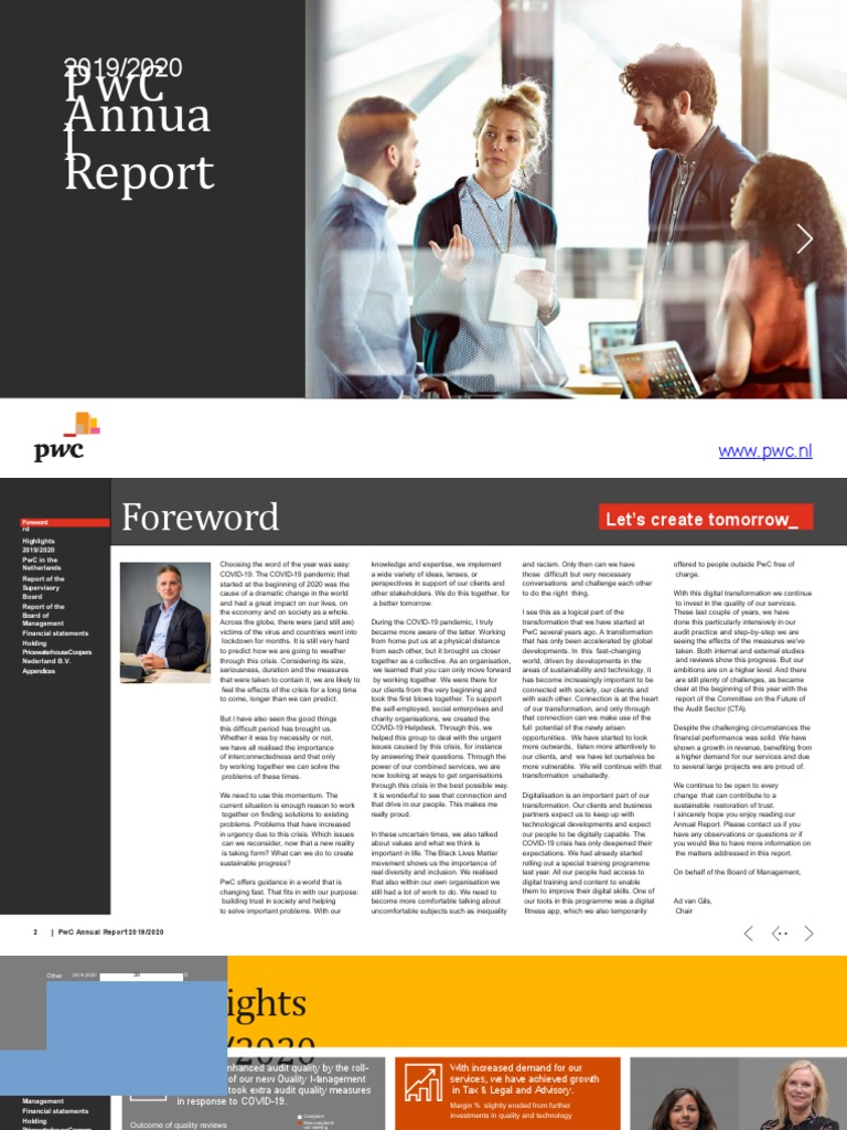 PWC Annual Report 2019 2020 | PDF | Pricewaterhouse Coopers ...