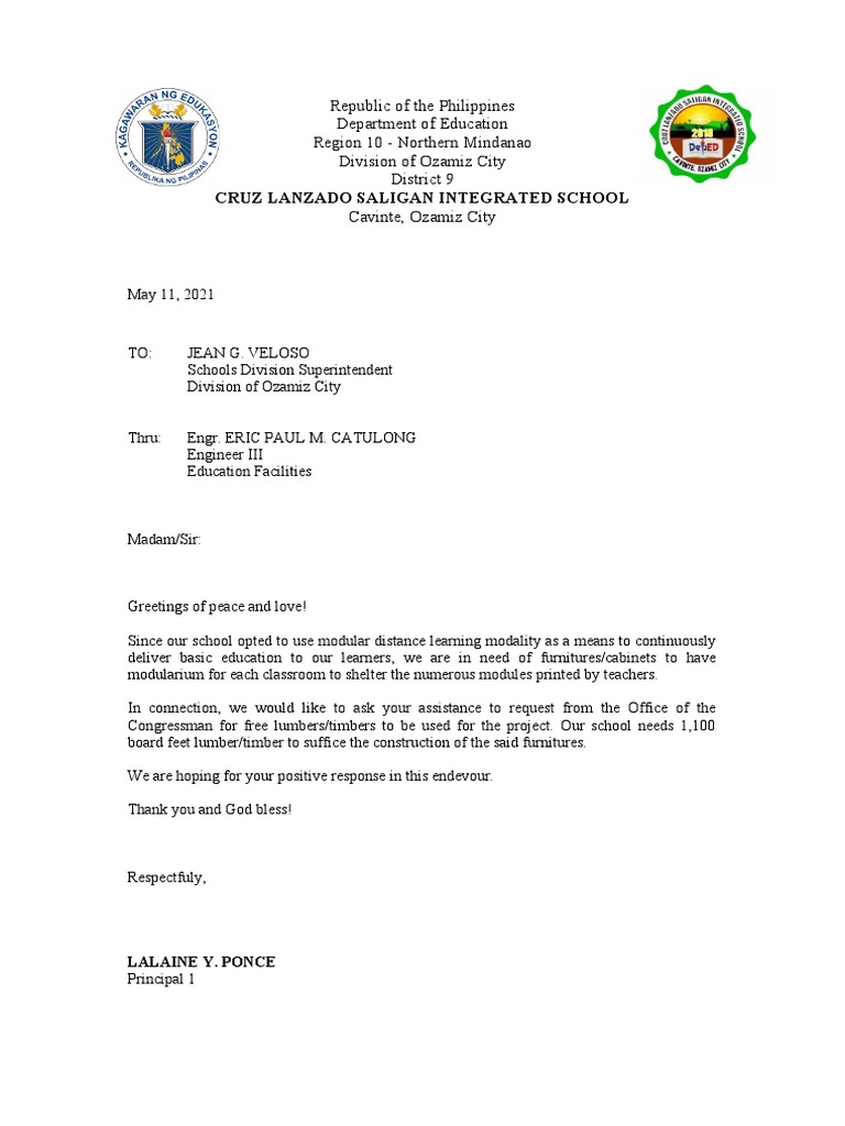 Request Letter For Lumber | PDF