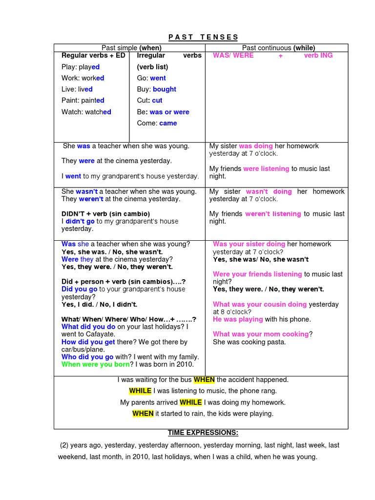 When - While Past Tenses | PDF | Linguistic Typology | Linguistics