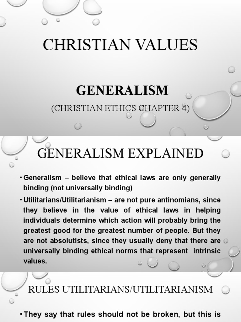 Christian Ethics: Generalism & Utilitarianism | PDF | Utilitarianism ...