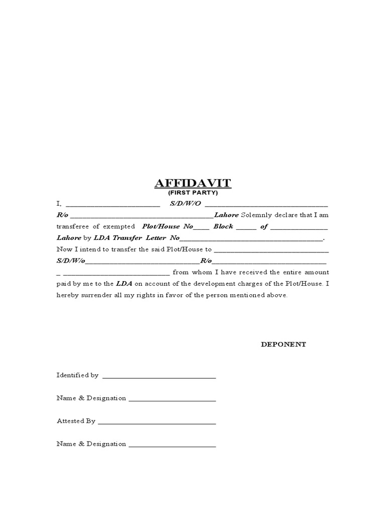 AFFIDAVIT LDA (First & Second Party) | PDF
