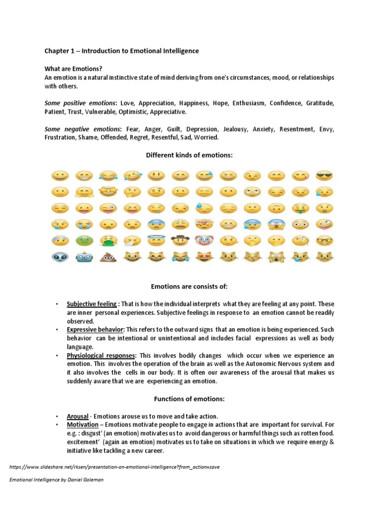 Chapter 1 - Introduction To Emotional Intelligence | PDF | Emotions ...