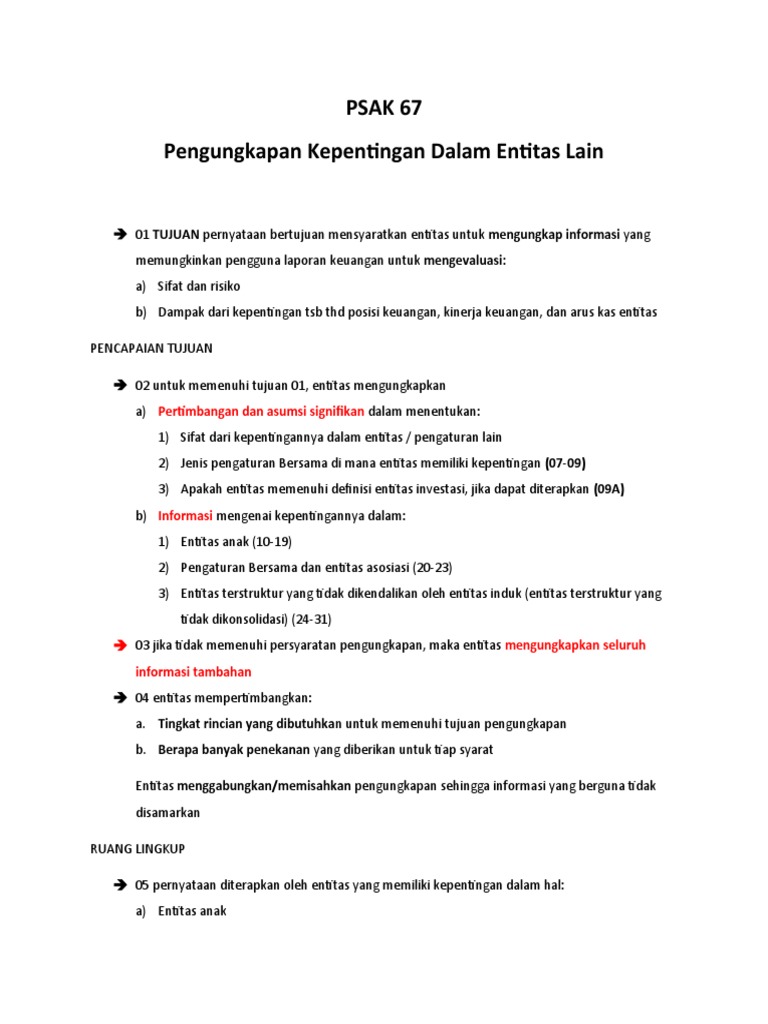 Pengungkapan Kepentingan Entitas dalam PSAK 67 | PDF
