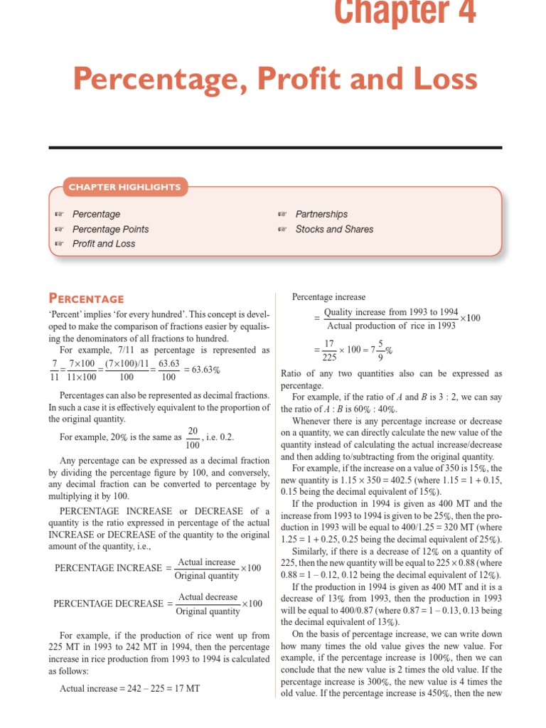 Percentage Profit and Loss | PDF | Percentage | Arithmetic