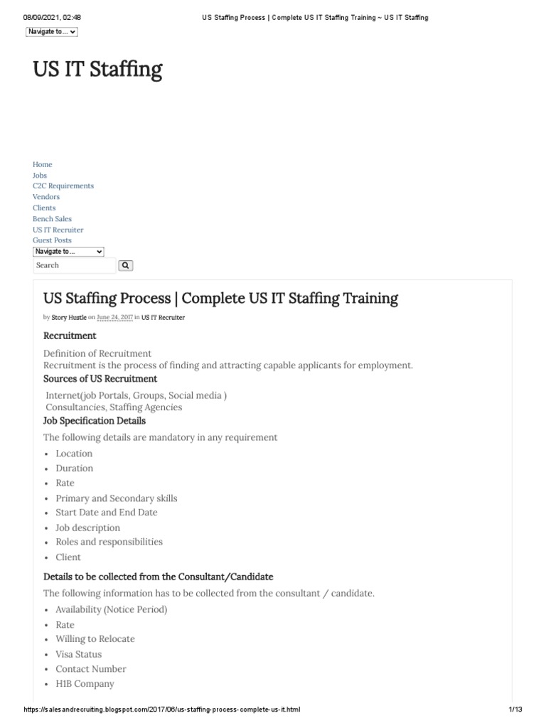 Us Staffing Process Pdf Recruitment Travel Visa