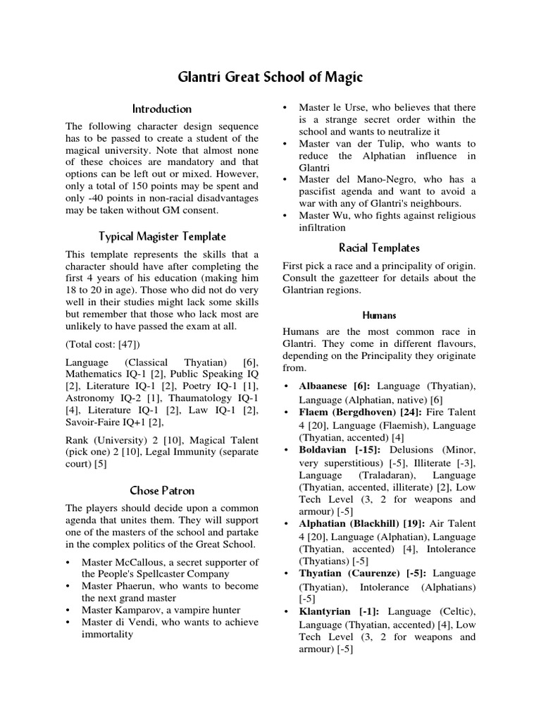 The Complex Politics of Magic: Factions Within Glantri's Great School ...