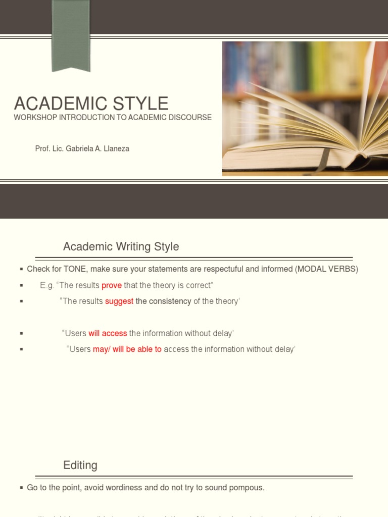 Academic Style: Workshop Introduction To Academic Discourse | Descargar ...