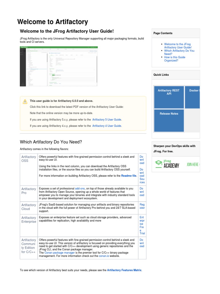JFrog Artifactory User Guide Overview | PDF | Software Repository ...