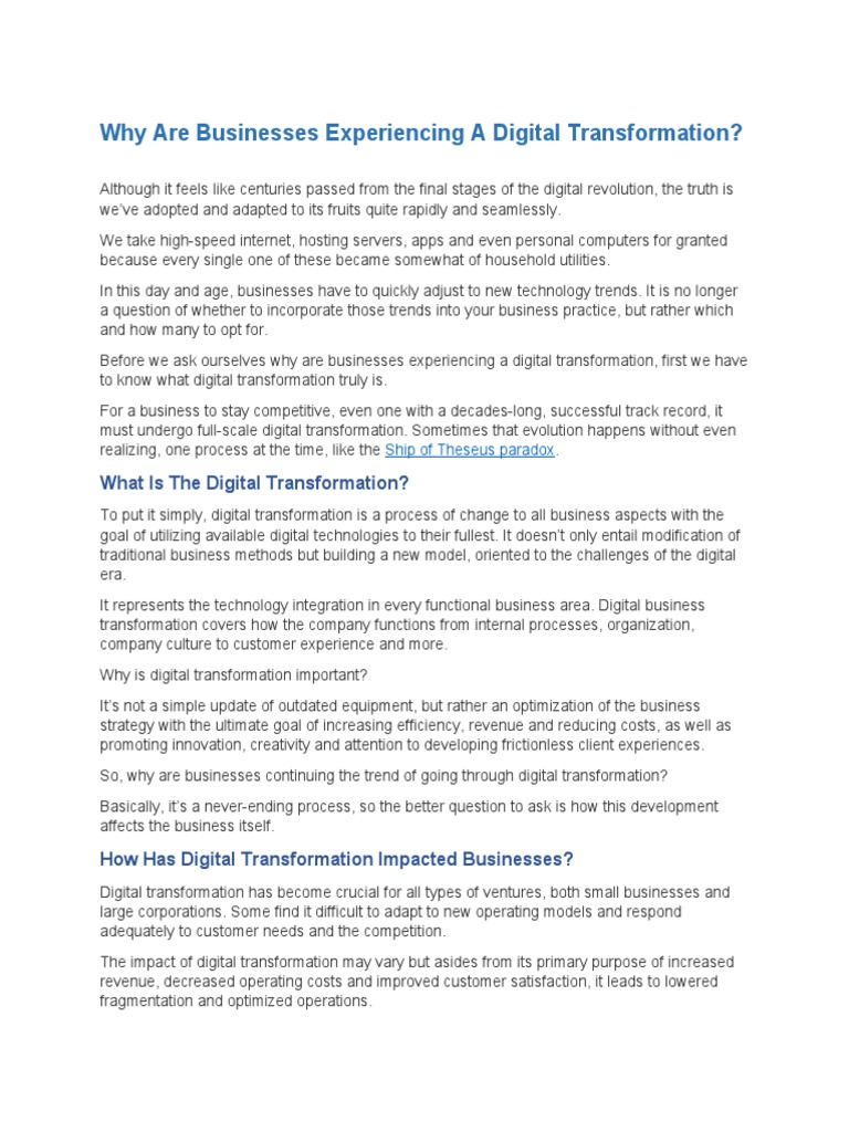 Why Are Businesses Experiencing A Digital Transformation - Luka ...