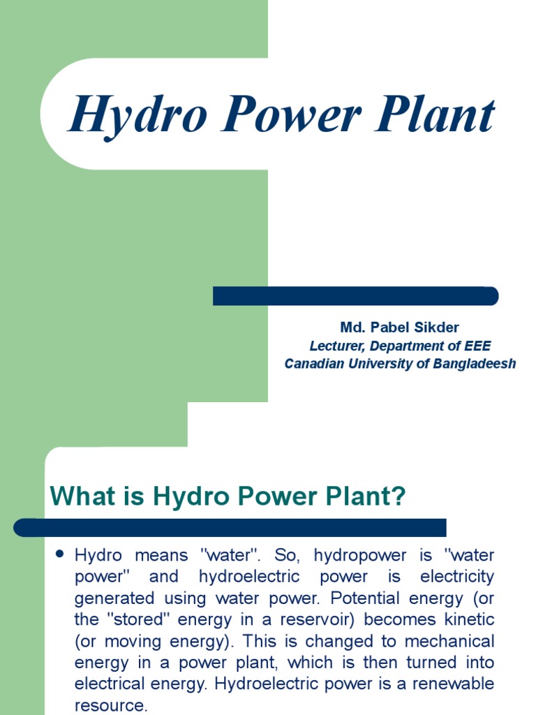 Overview of Hydropower Plants | PDF | Hydroelectricity | Power Station