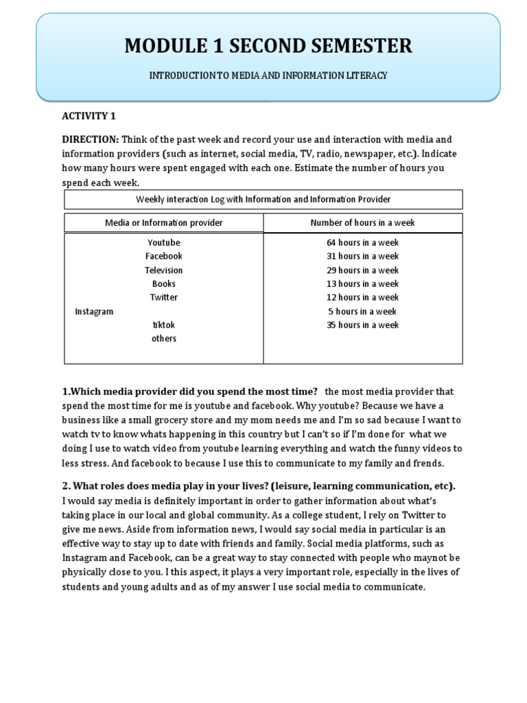 Module 1 Second Semester | PDF | Communication | Social Media