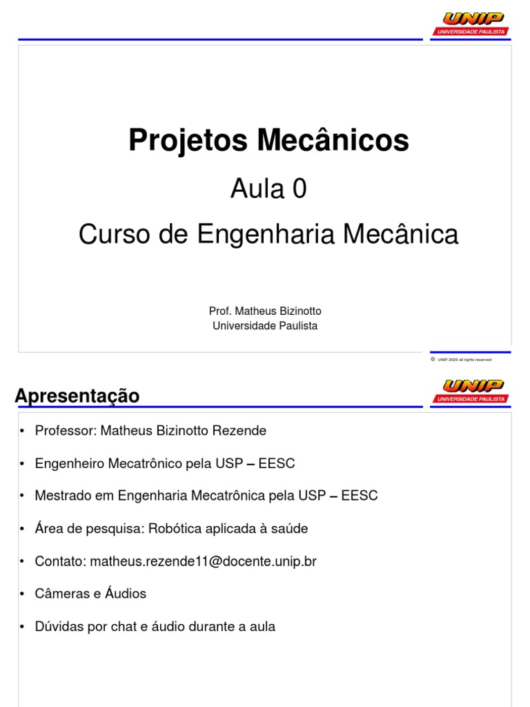 Projetos Mecânicos - Aula 1 | PDF | Partes interessadas (corporativo ...